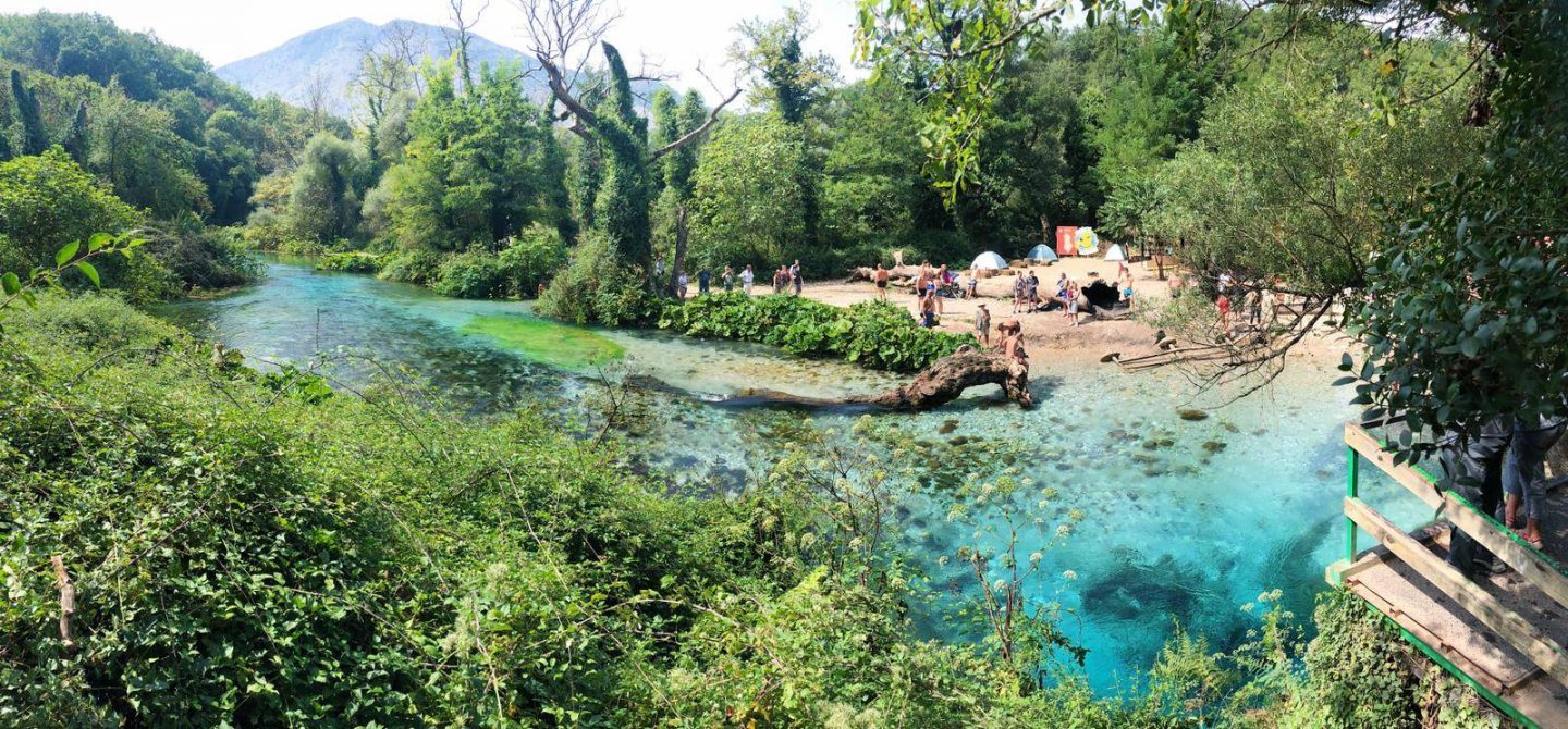 Jumping into the Blue Eye Natural Water Spring | Albania